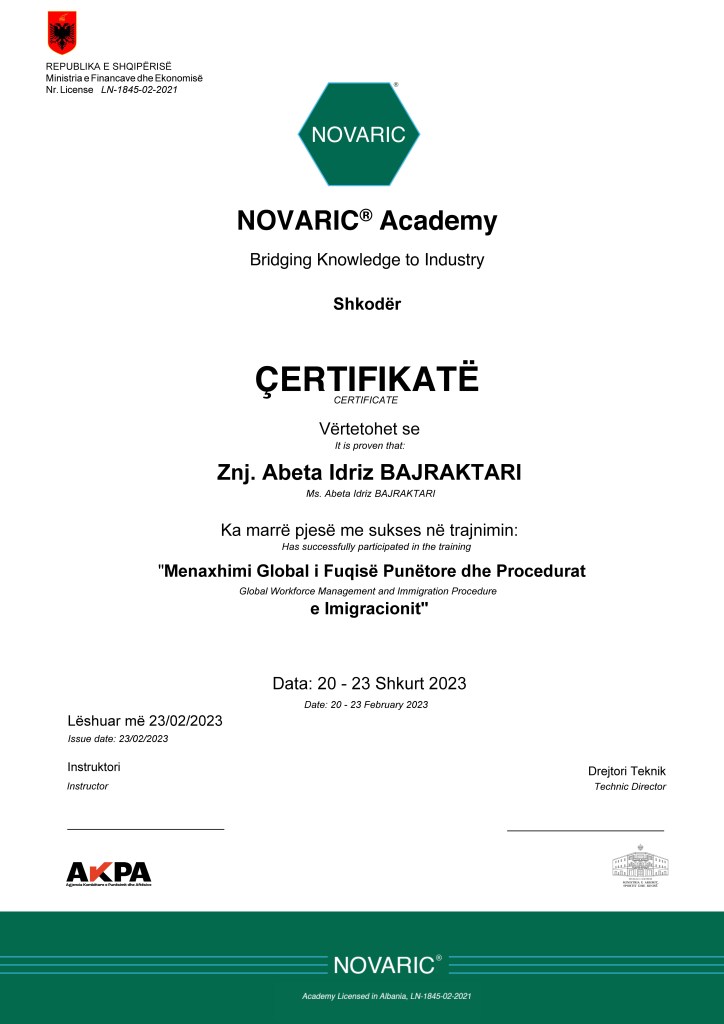 NOVARIC® Academy Certificate | NOVARIC®